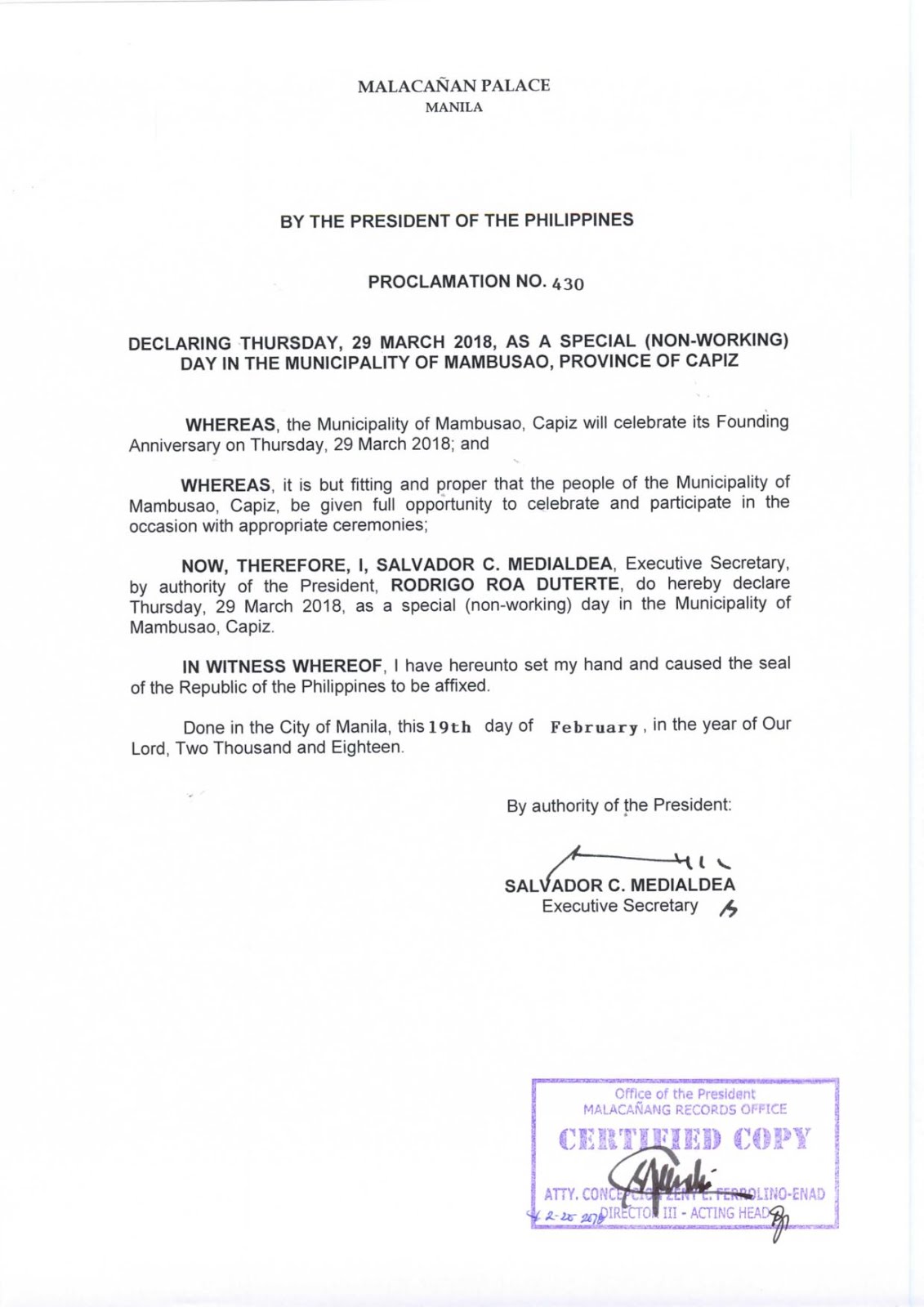 Philippine Holidays: Special (Non-Working) Day in Mambusao, Capiz on ...