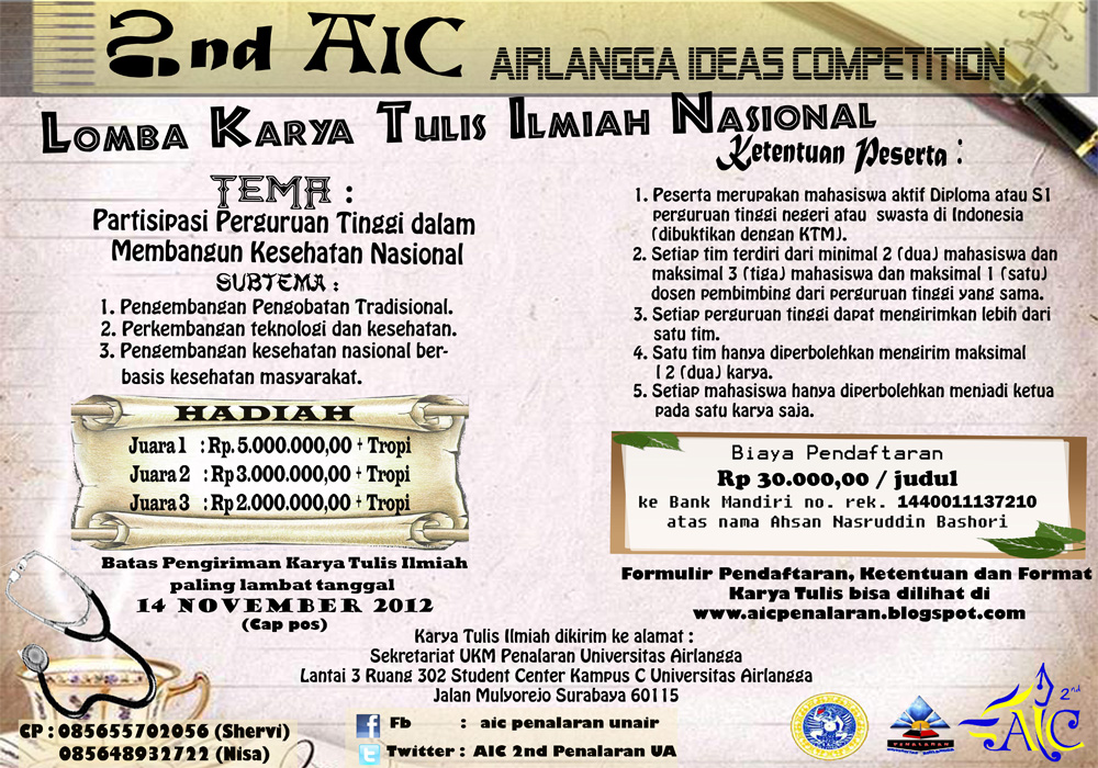LKTI Tingkat Nasional, The 2nd AIRLANGGA IDEAS COMPETITION - INFO LOMBA ...