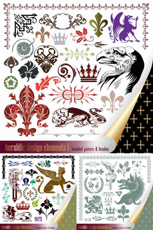 Quality Graphic Resources: Three Sets of Heraldic Design Elements