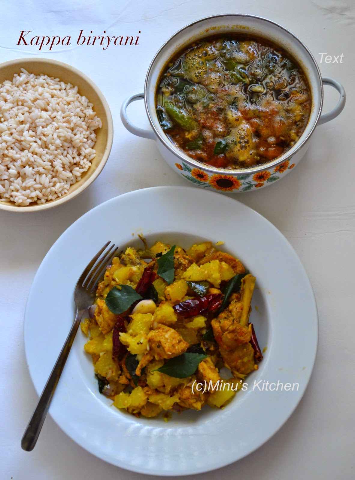 Kappa Biriyani / Tapioca with meat Biriyani ~ Minu's Kitchen