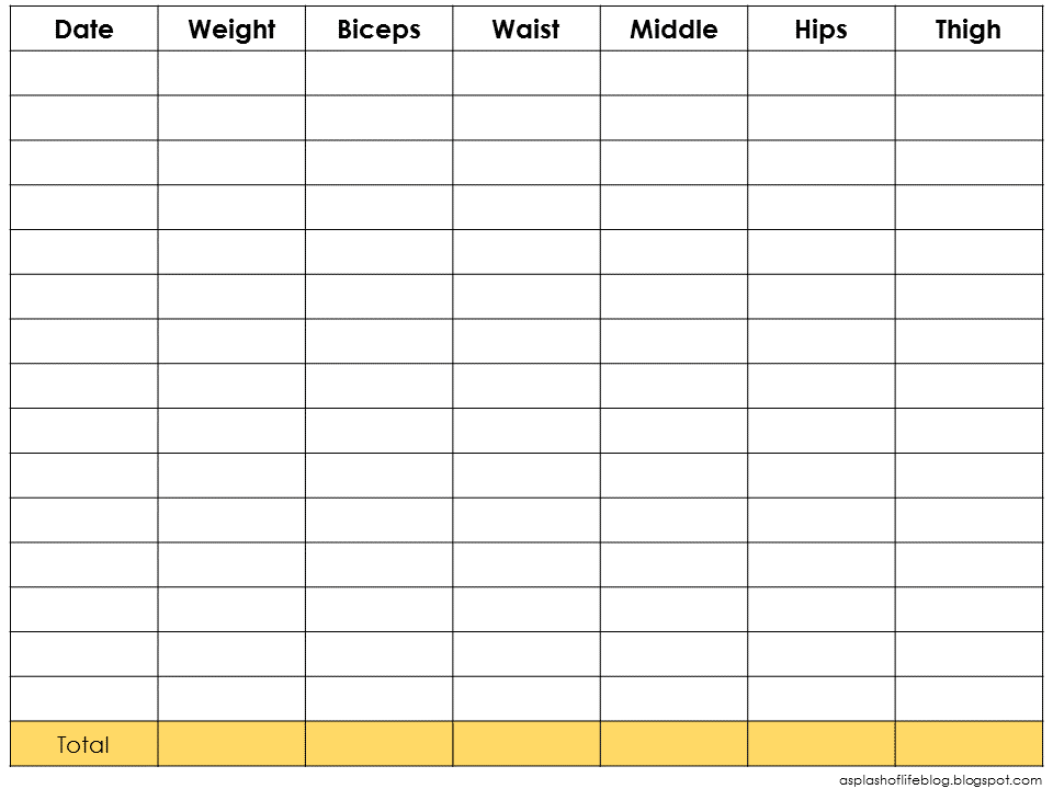 A Splash of Life: iWorkout and Measurements Printables