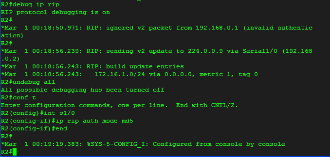 belajar cisco : Konfigurasi RIP dengan otentikasi