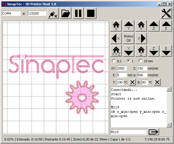 3DPrinter Host Multiplataforma SinapTec 1.0