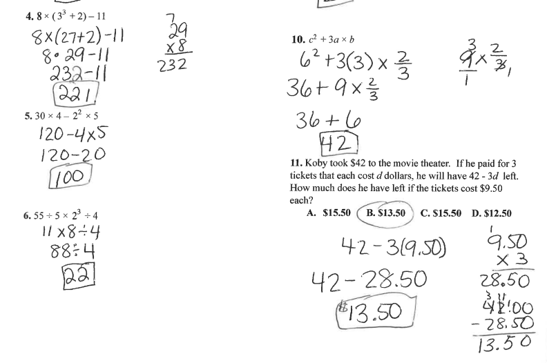 Grade 6 Math with Ms. Eringis : ANSWER KEY CH 6 REVIEW SHEET