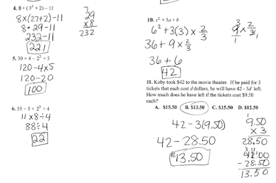 Grade 6 Math with Ms. Eringis : ANSWER KEY CH 6 REVIEW SHEET