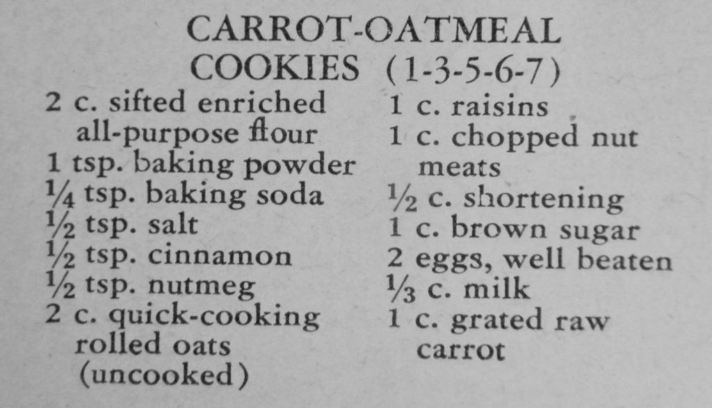 Ration Recipe: Carrot-Oatmeal Cookies
