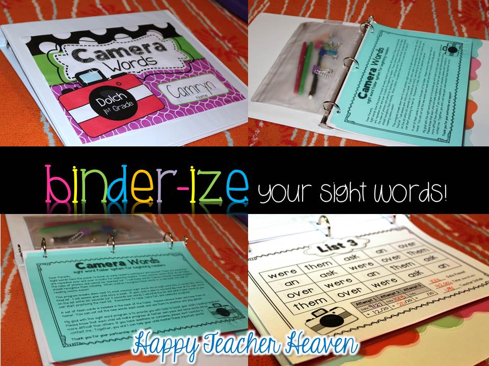Happy Teacher Heaven: Camera Words Sight Word Folder System