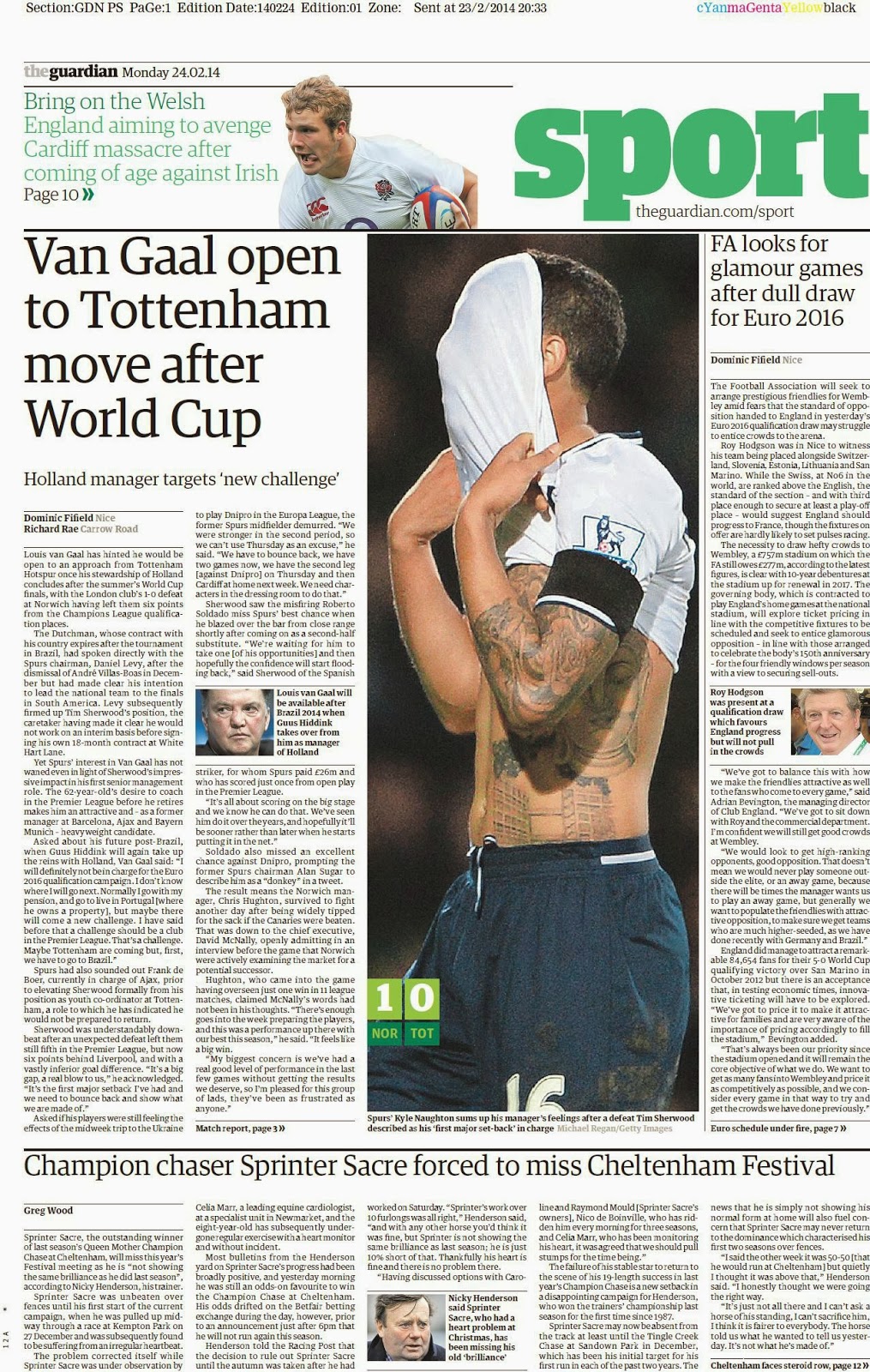 UK Newspaper Back Pages - Monday 24th Feb - e-Football