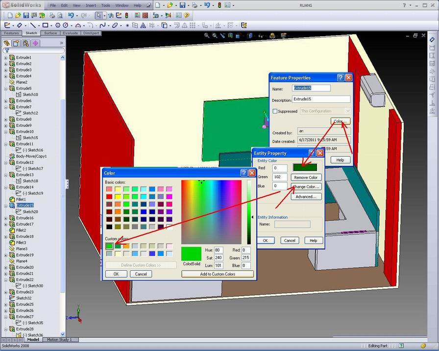 Mengubah tampilan warna pada Solidworks - ARUSHA_WORKS