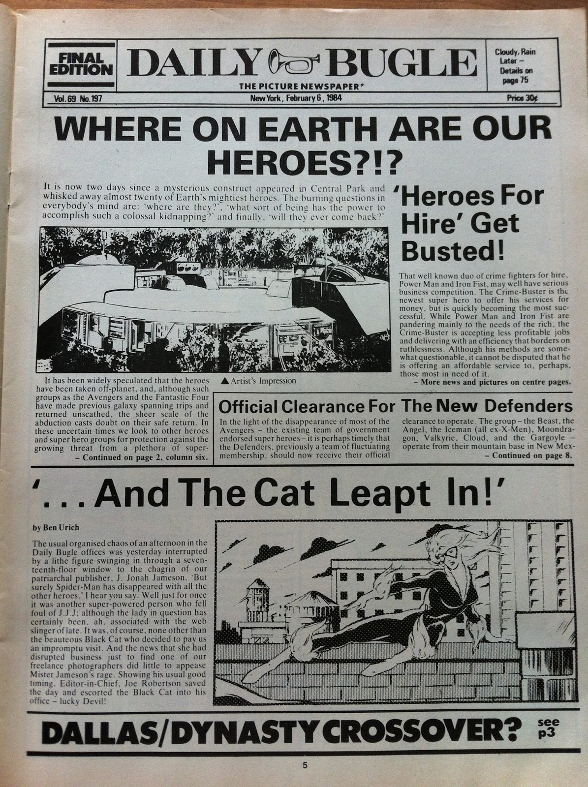 Marvel Comics of the 1980s: 1984 - Daily Bugle February 6th