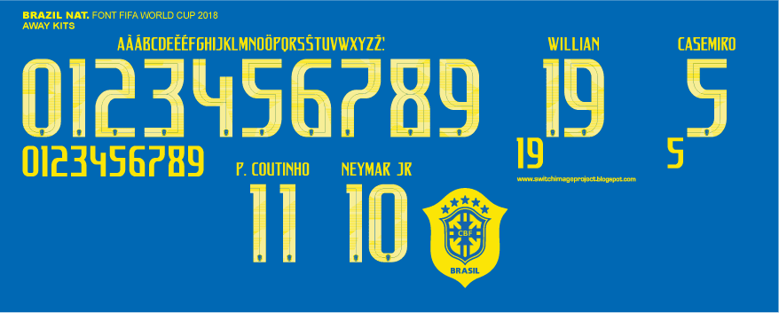 Football teams shirt and kits fan: Font Brazil Away WC 2018 Kits