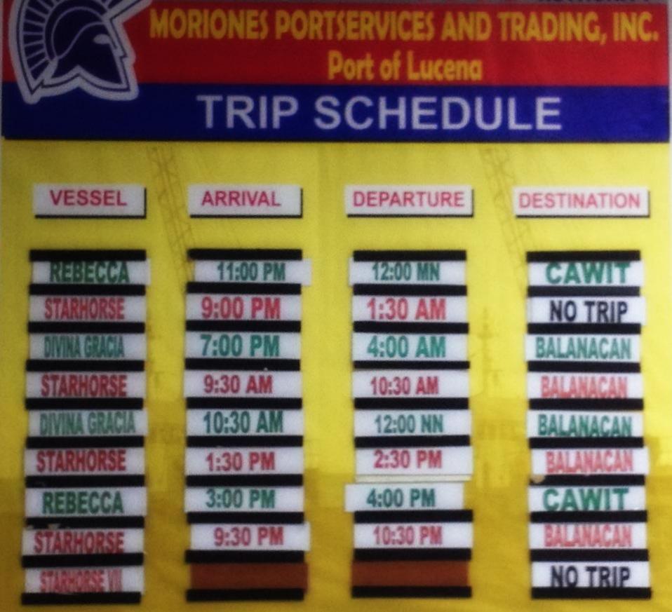 Marinduque Rising: Trip Schedule to Cawit and Balanacan Ports ...