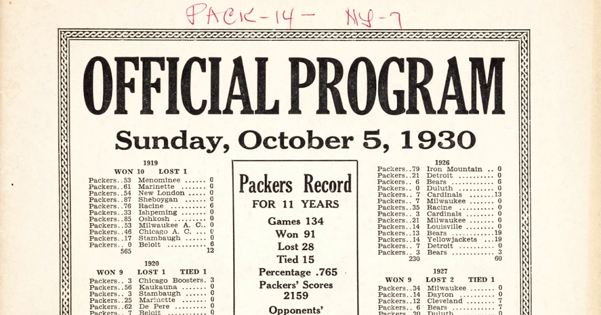 PACKERVILLE, U.S.A.: 1930 Giants at Packers Game Program