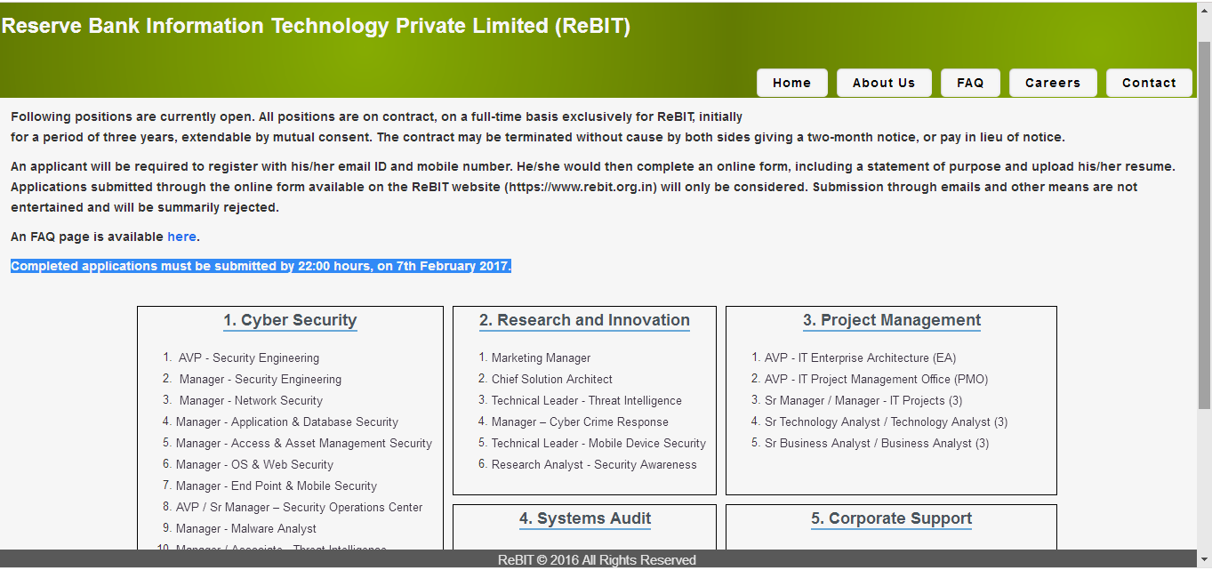 Reserve Bank Information Technology Private Limited (ReBIT) - GovTrecruitment: Central and State Job
