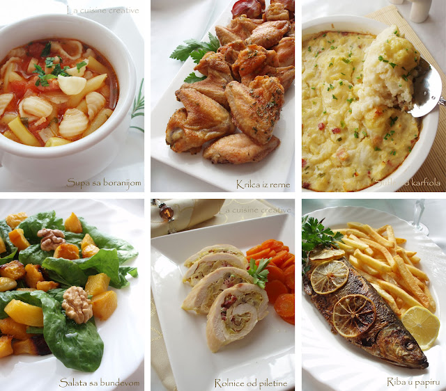 La cuisine creative: Menu 3. (jelovnik za nedelju dana:)