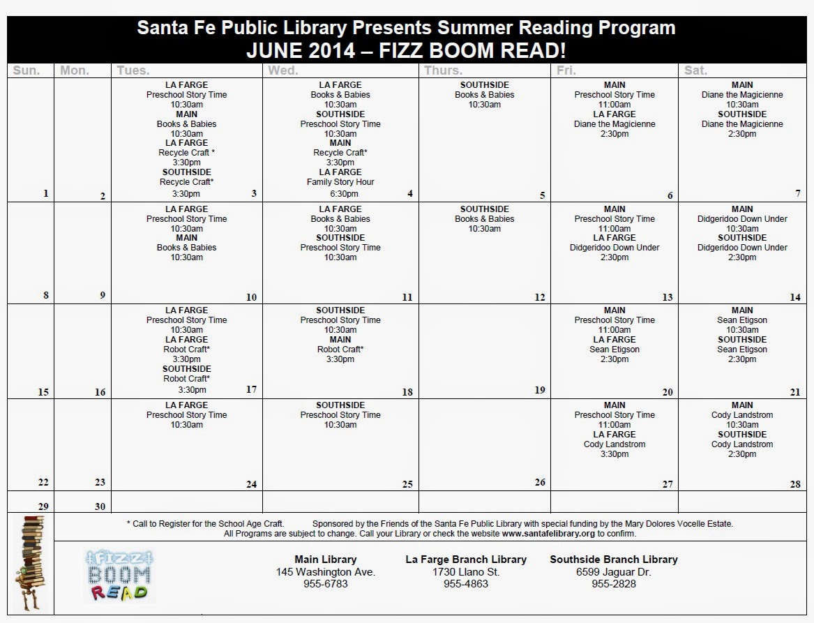 Icarus... the Santa Fe Public Library Blog: SFPL Summer Reading Schedule