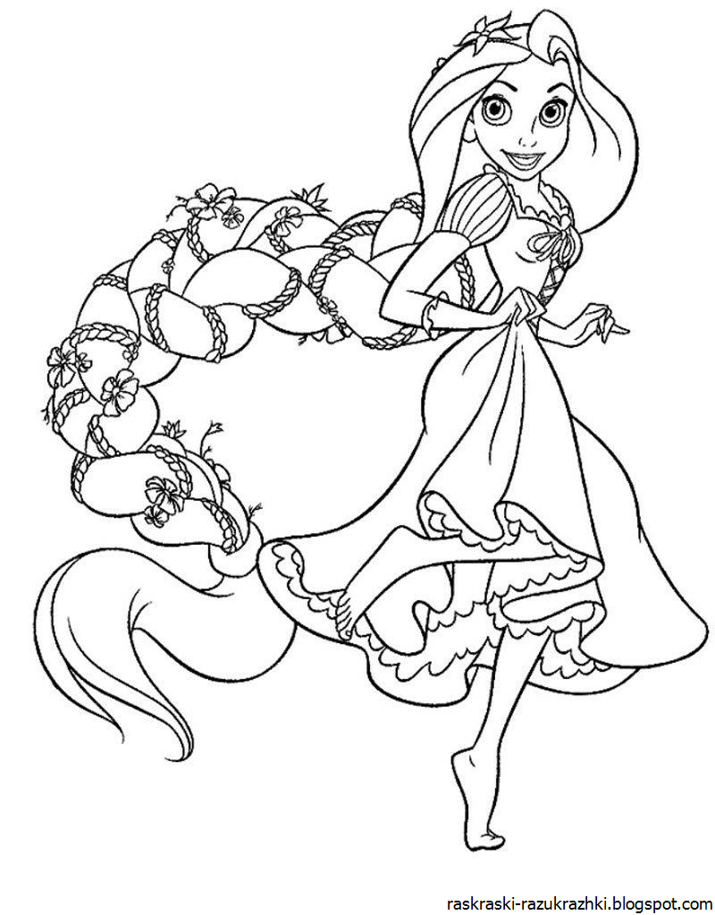 Раскраска Рапунцель Распечатать