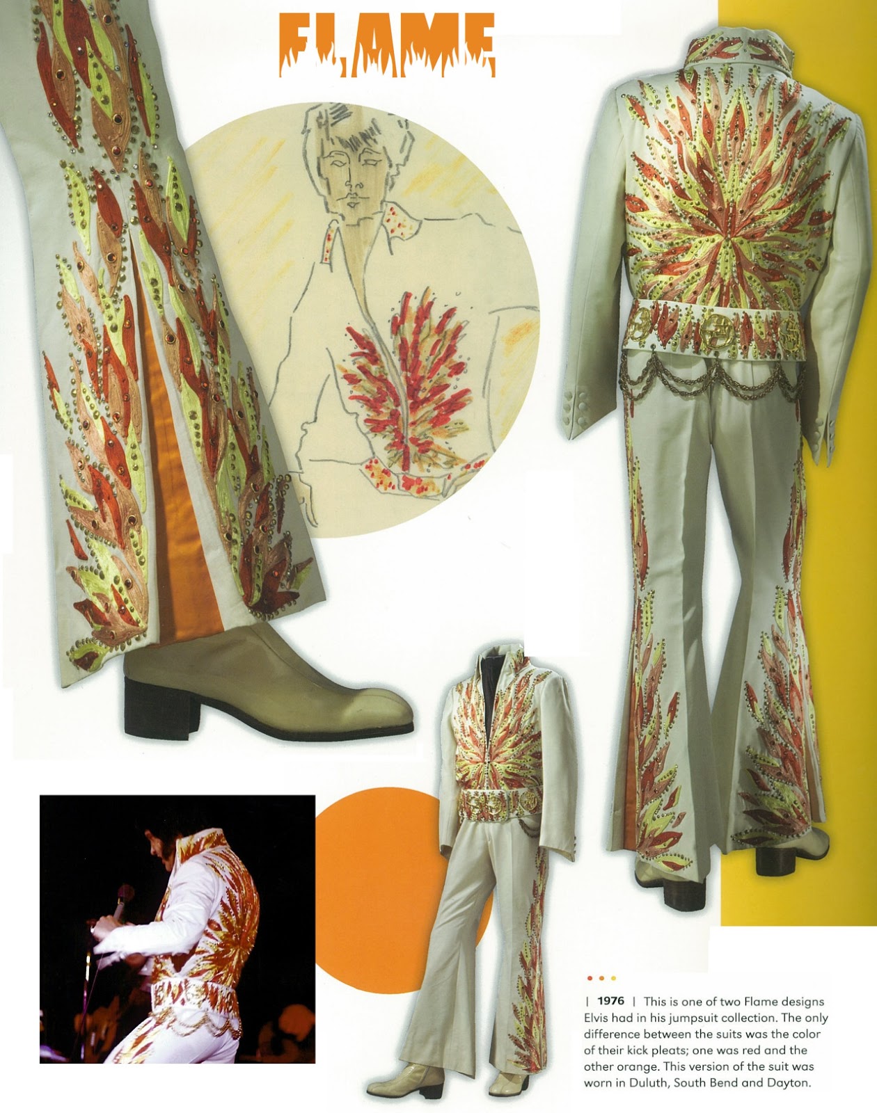 Elvis Presley . . . : Jumpsuit - Yellow Flame (orange kick pleats i ...