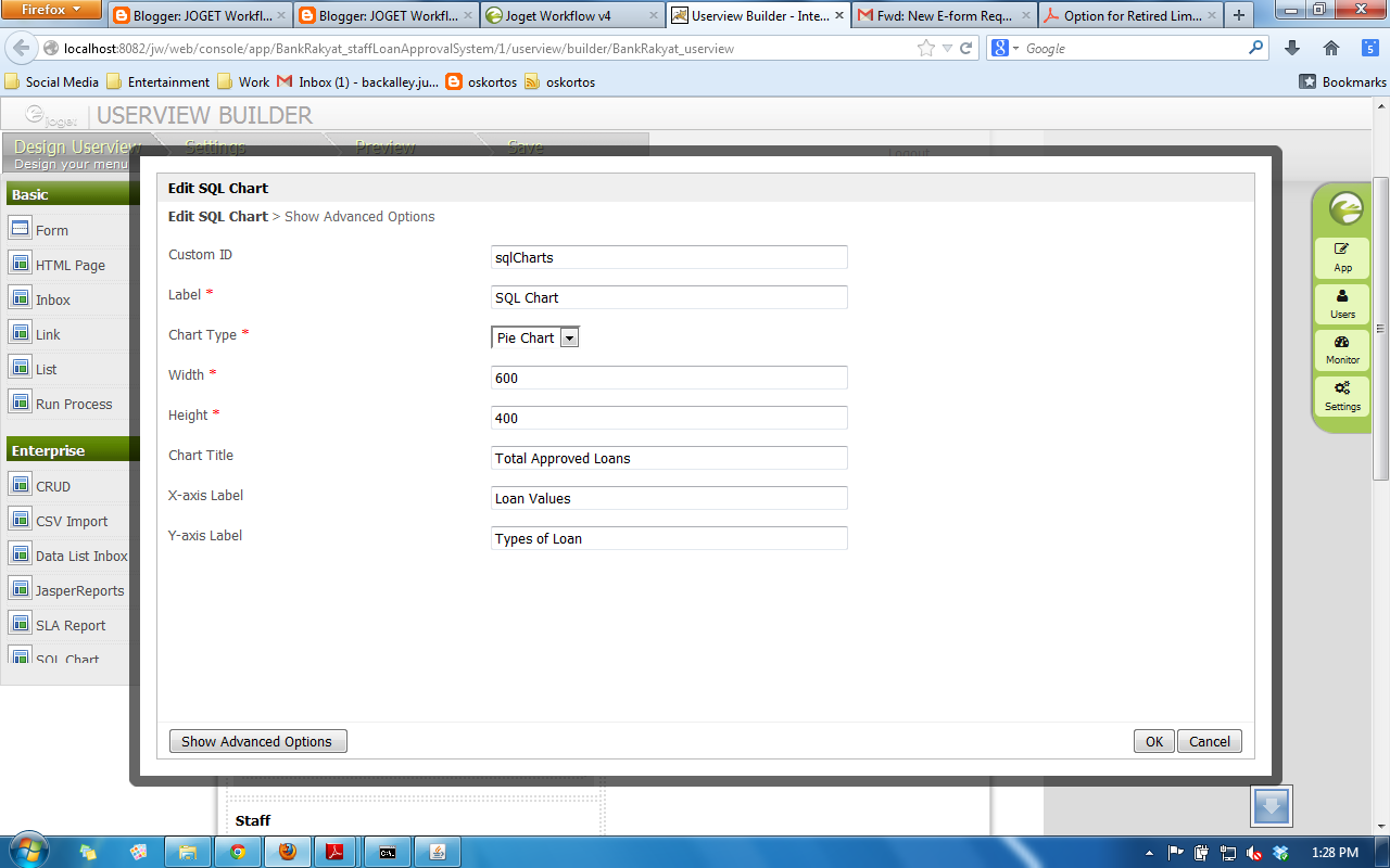JOGET Workflow Tutorial: Userview Tutorial 1 - SQL Chart Tutorial