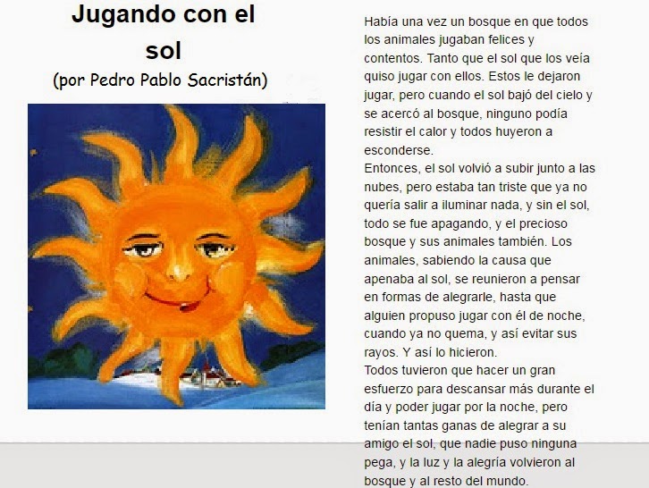 Blog para Atención Educativa: Cuento: Jugando con el Sol.