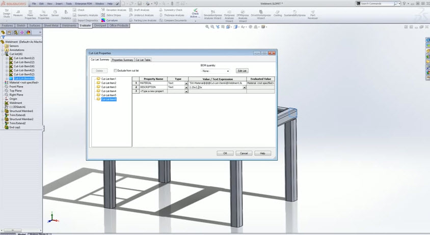 How to create a Simple Table with SolidWorks Weldments (From Youtube ...