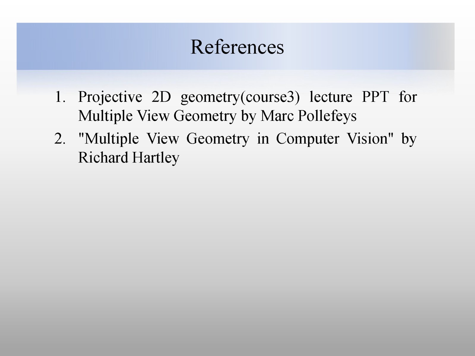 공부: Multiple View Geometry (3)Cont.