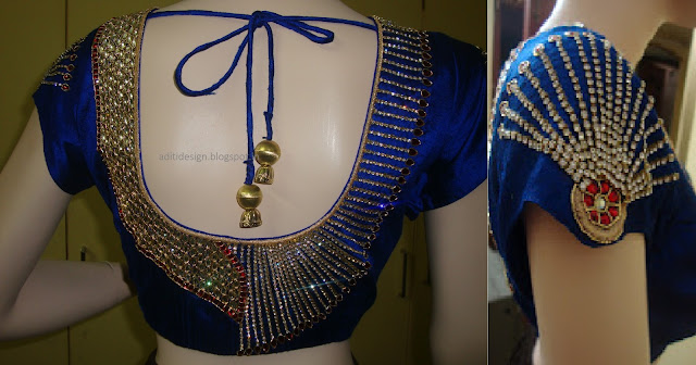 Blouse and Jewellery Designs: Embroidery and Kundan work Blouses