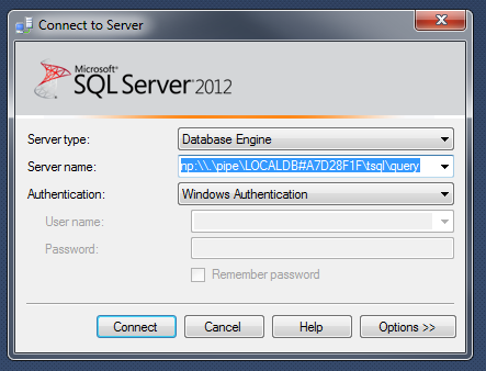 barbitoff programmer`s blog: Подключение к LocalDB из Microsoft SQL Server Managment Studio 2012