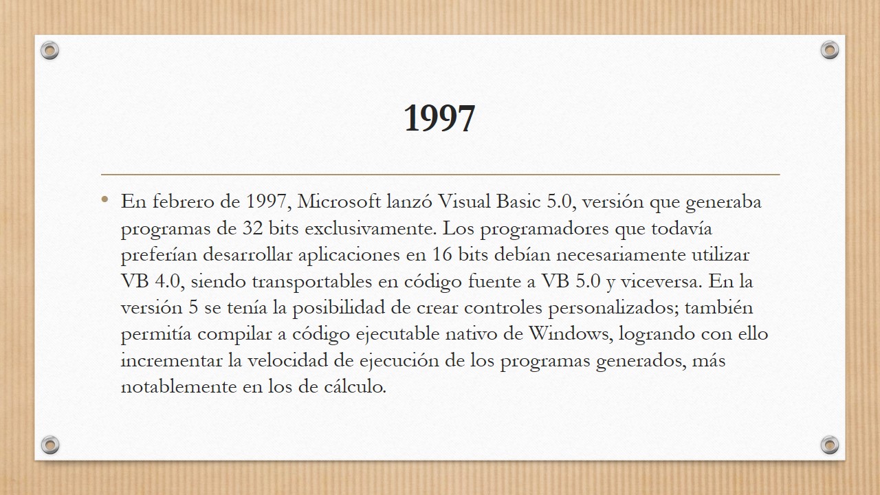 Línea Del Tiempo De Visual basic