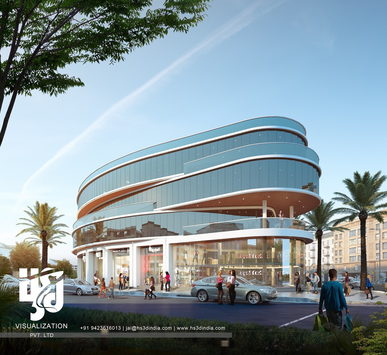 SHOPPING MALL 3D FACADES IN DAY VIEW