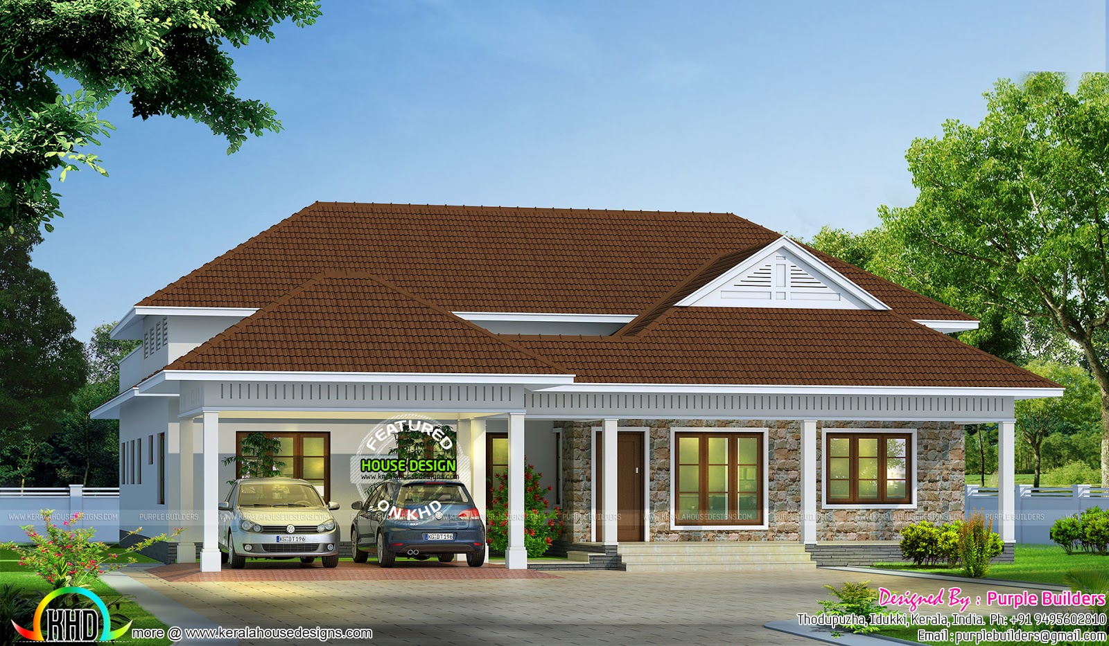 4 bedroom single floor bungalow - Kerala home design and floor plans