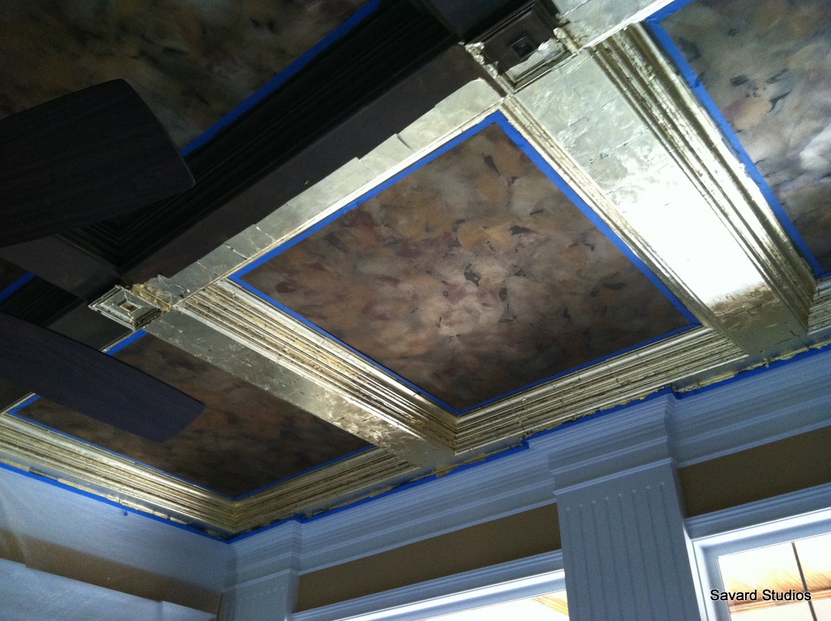 Savard Studios: Making Coffered Ceiling Trim Pop with Gold Leafing