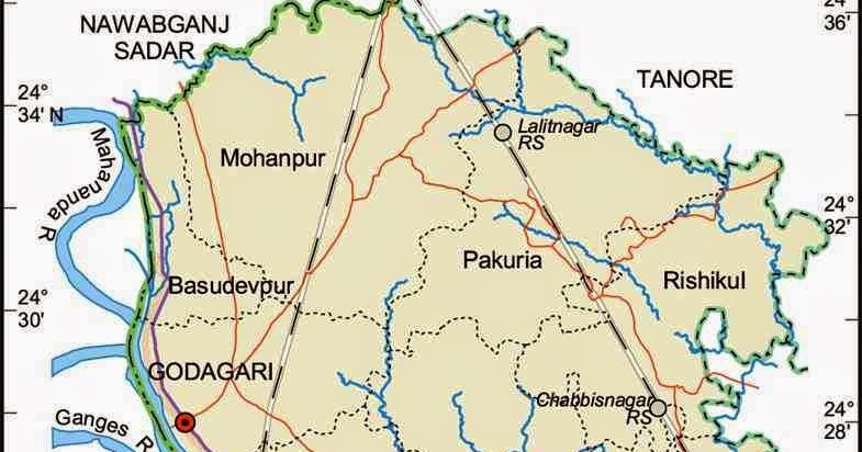 Godagari Upazila Map, Rajshahi District, Bangladesh