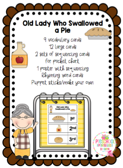 Old Lady Who Swallowed a Pie (Thanksgiving Printable) ~ Preschool ...
