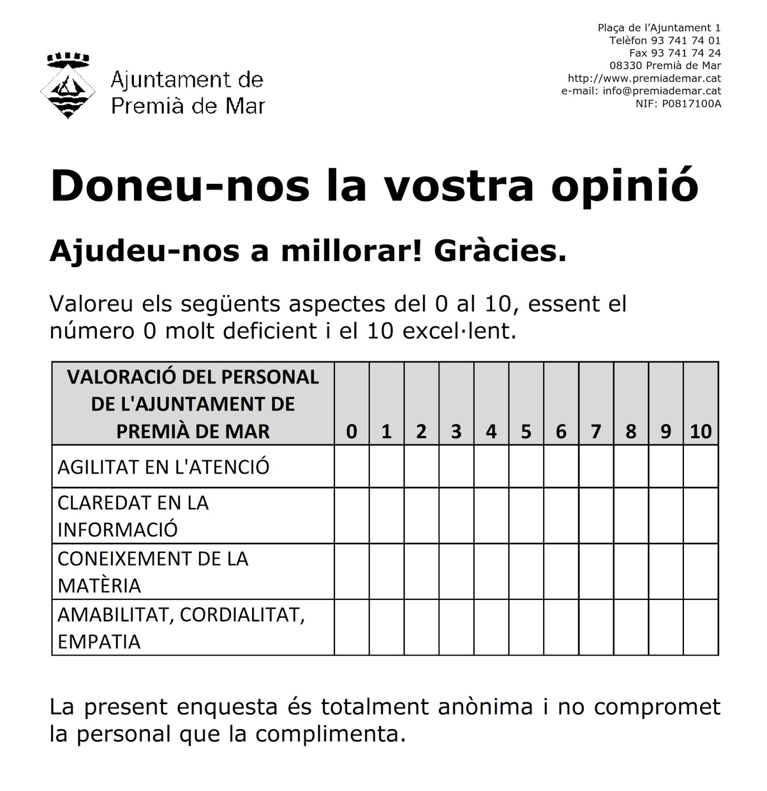 Blog de la CGT : Enquesta de satisfacció als usuaris de l’ajuntament
