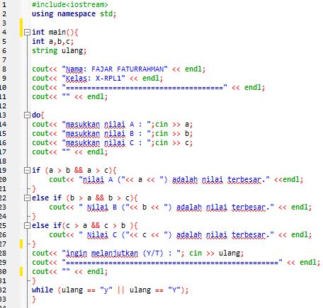 Koding di codeblocks dengan bahasa c++: 2018