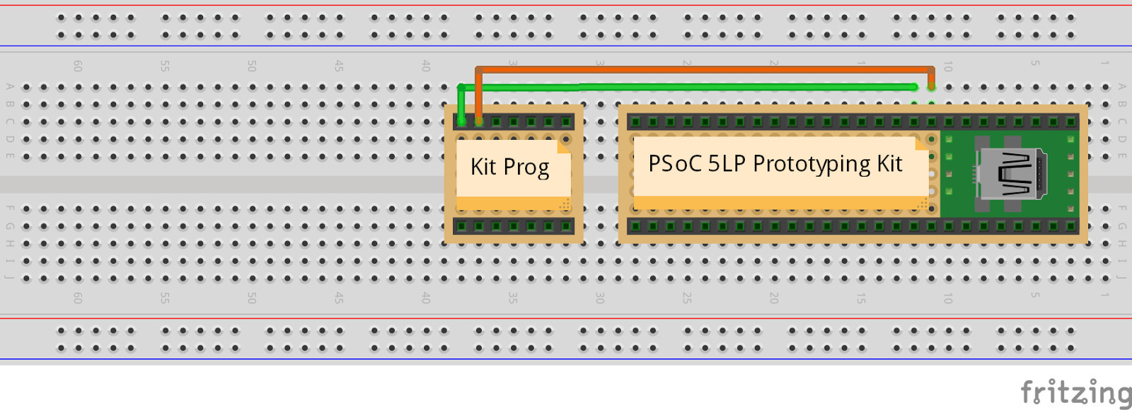 音源とオーディオの電子工作（予定）: PSoC 5LP Prototyping Kit: UARTの使い方 （KitProgを分割した場合）