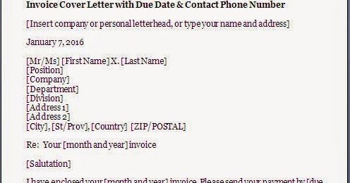 Invoice Covering Letter Format