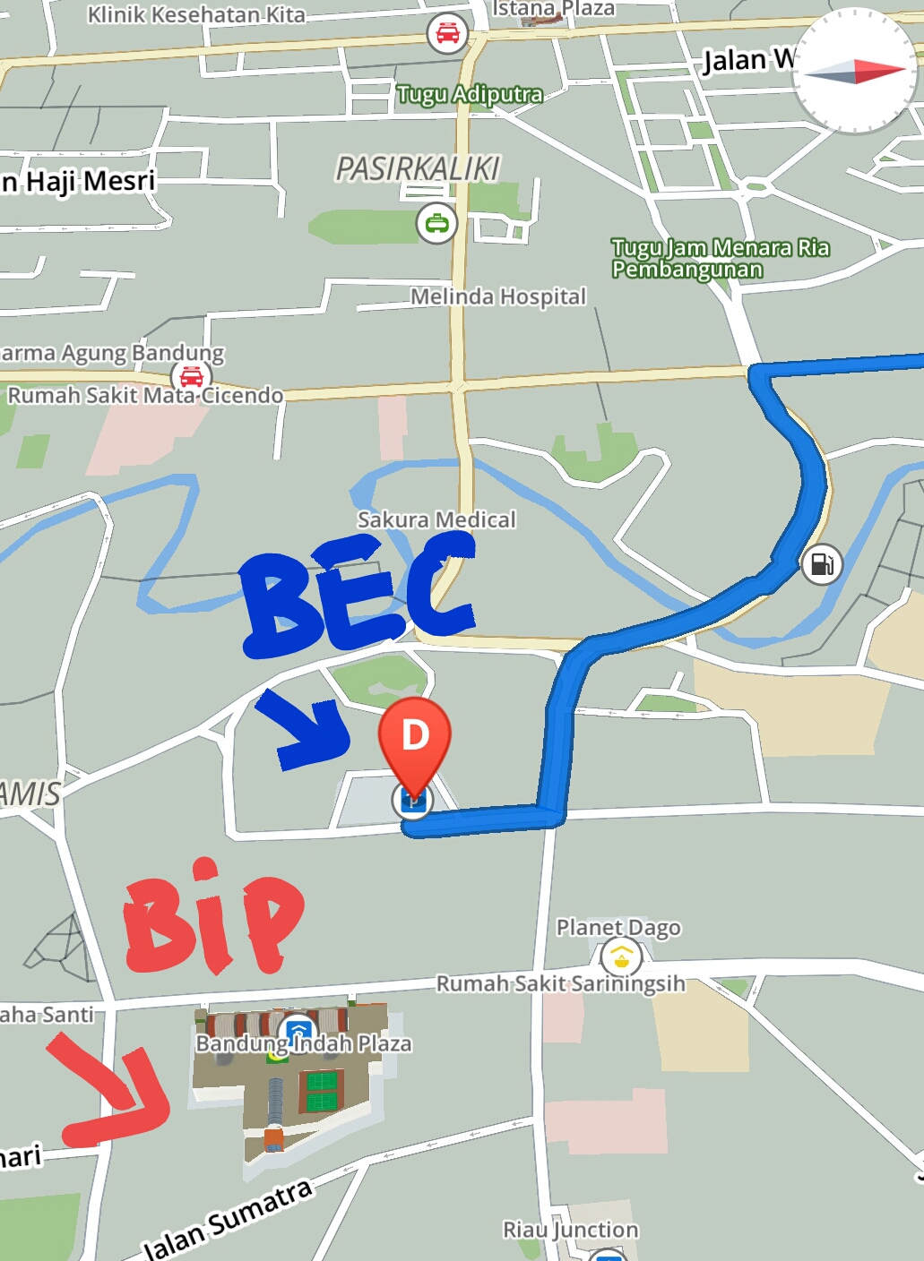 Peta Rute Jalan Dari Cicaheum ke BEC | Kita keBandung