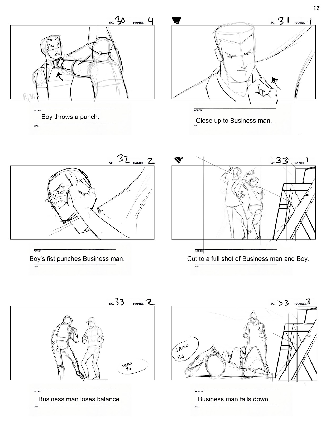 Amanda Becker's Portfolio: Hand to Hand Combat Storyboard