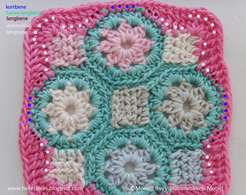 Hekel Idees: Gratis Patroon en Tutoriaal: Blommesirkels Motief