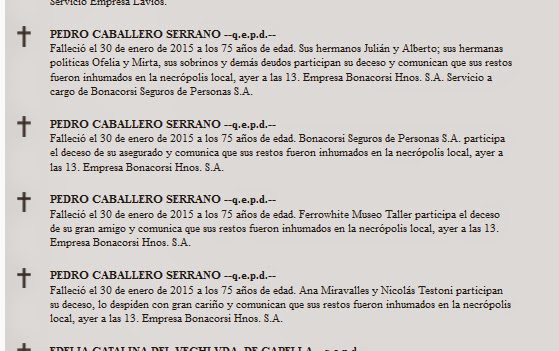 Archivo Caballero: El obituario en el diario