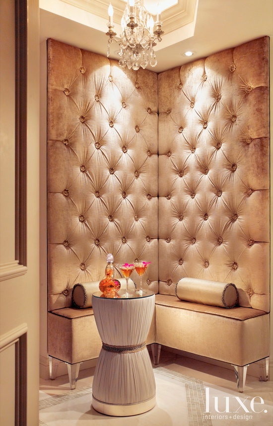 great pics: Tufted walls very Glam