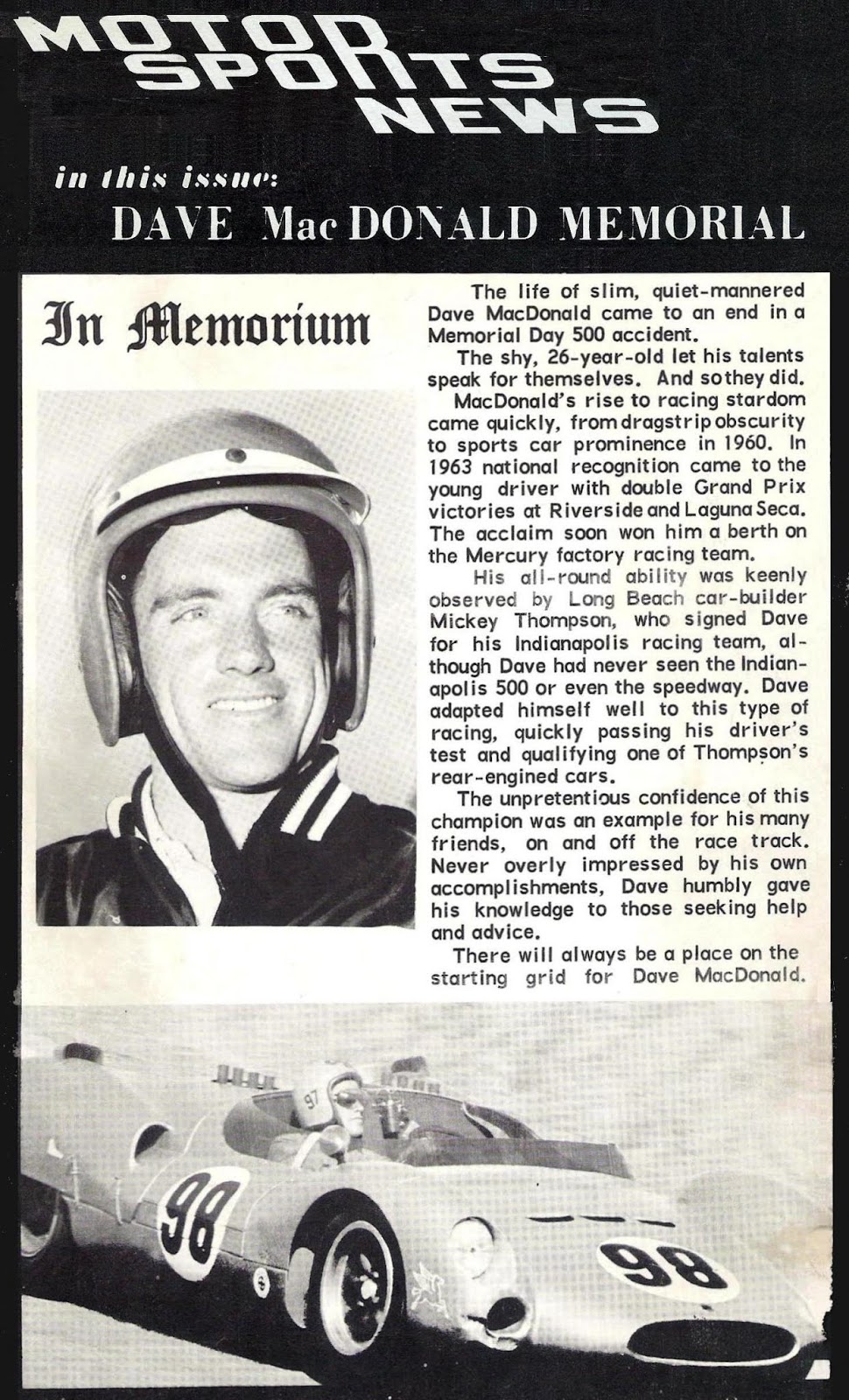 Los Angeles Morgue Files: Road Racing Champion David MacDonald 1964 ...