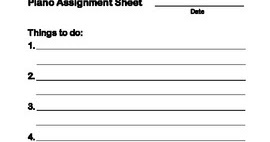 Piano Assignment Sheet for Young Beginners