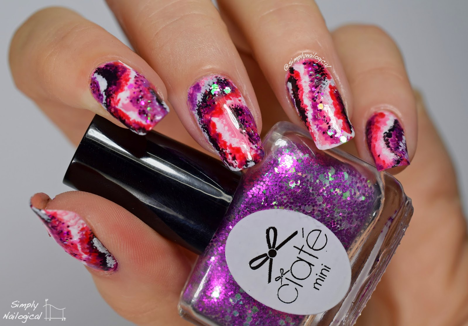 Simply Nailogical: Pink agate rocks using seafoam sponging technique