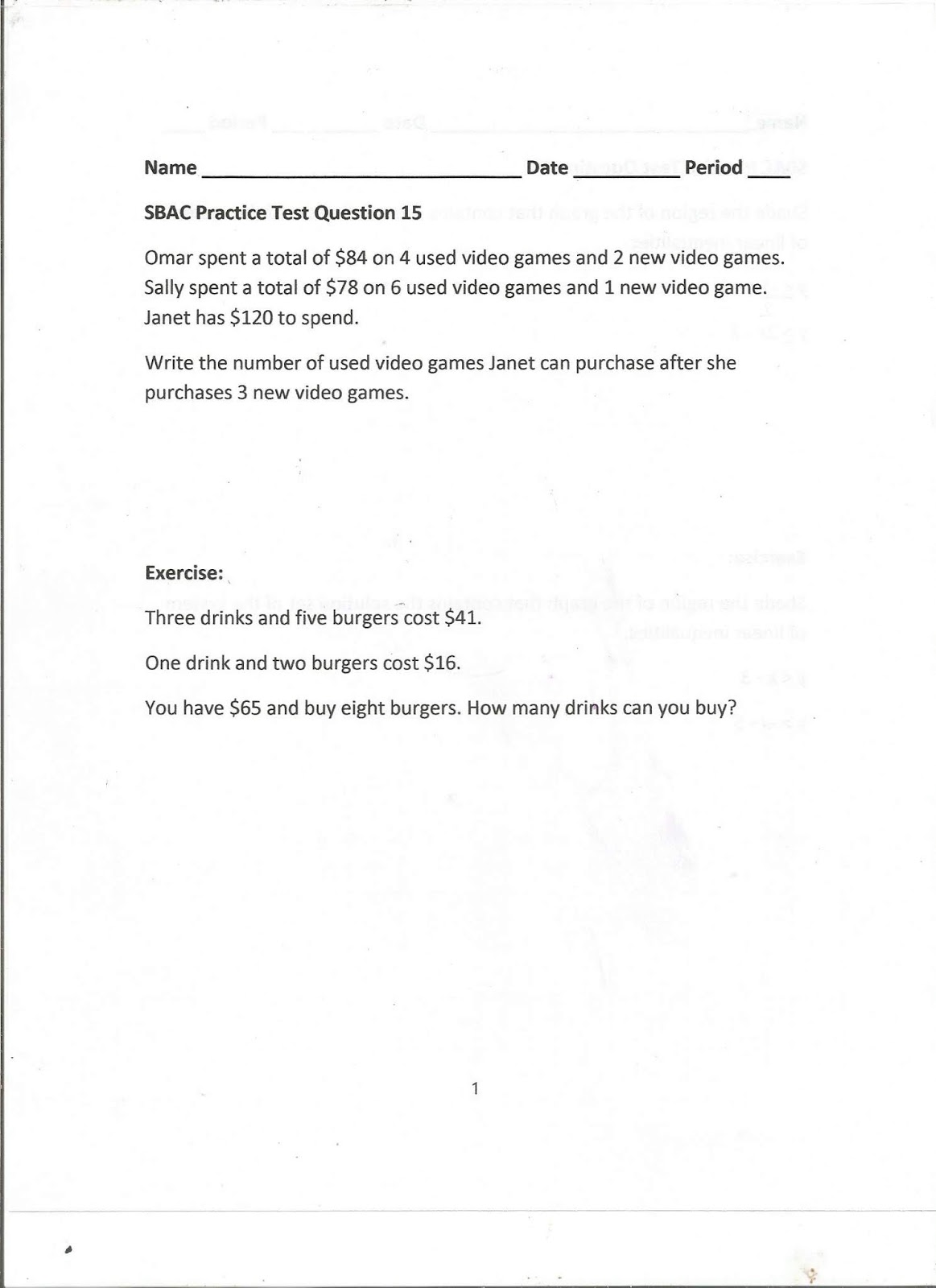 Geometry, Common Core Style: SBAC Practice Test Questions 15-16 (Day 168)