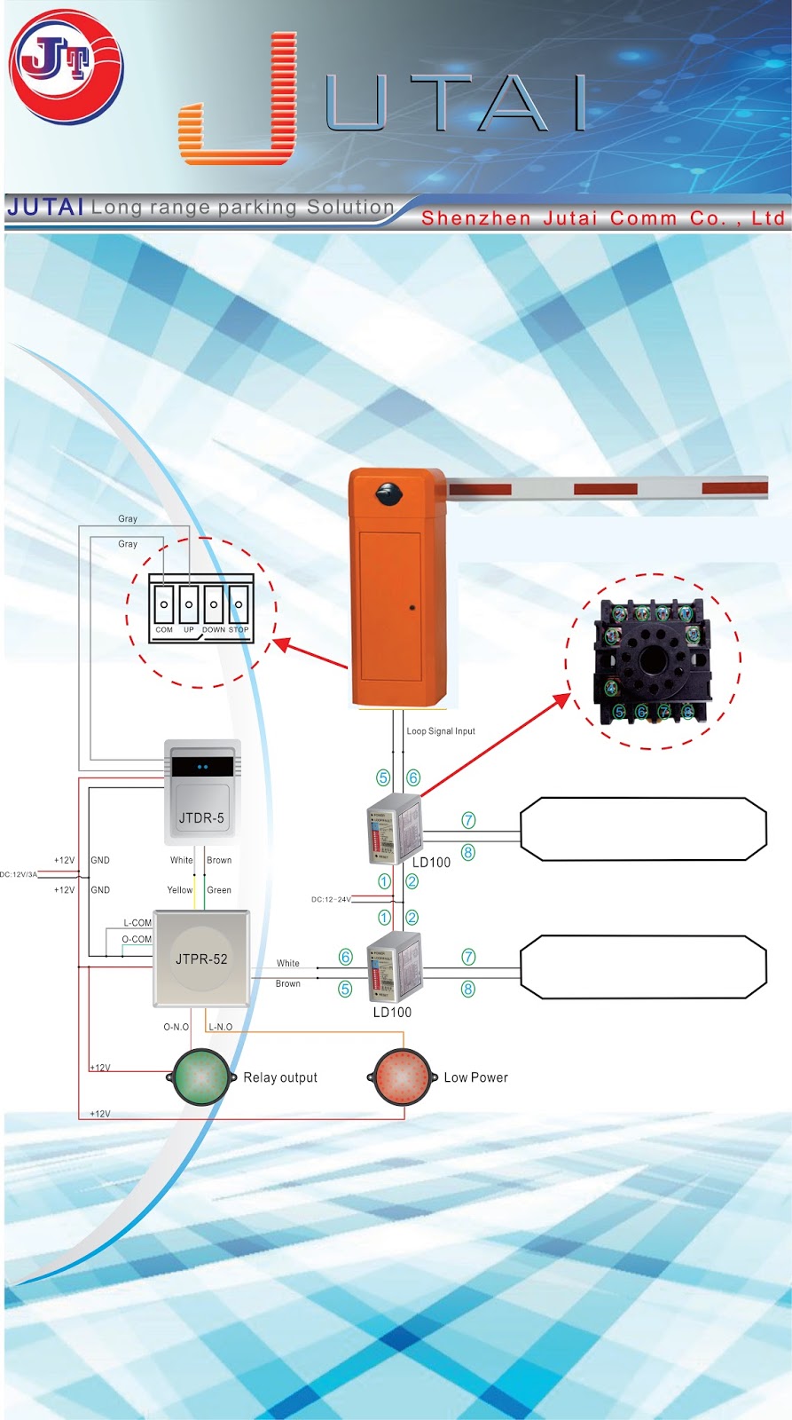 Connecting barrier gate control board with loop detector
