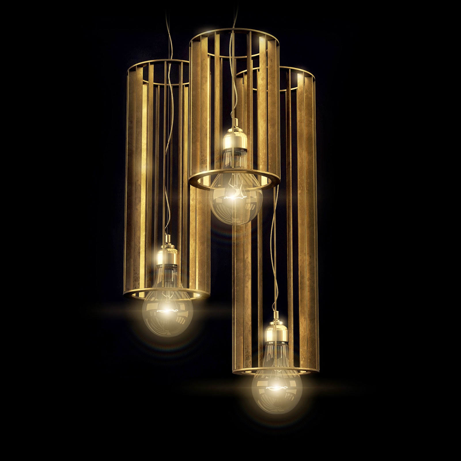 Interior Visual Arts: Edged Cylinder Brass Chandelier
