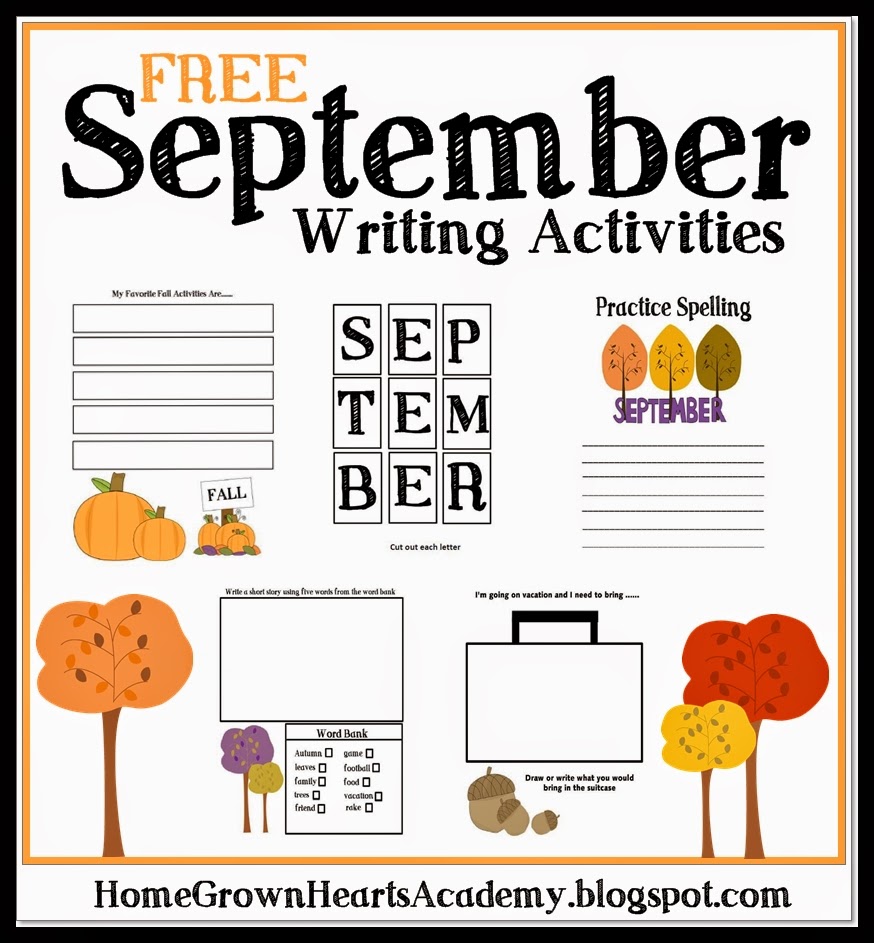 Home Grown Hearts Academy Homeschool Blog FREE September Writing Home Grown Hearts Academy Homeschool Blog FREE September Writing